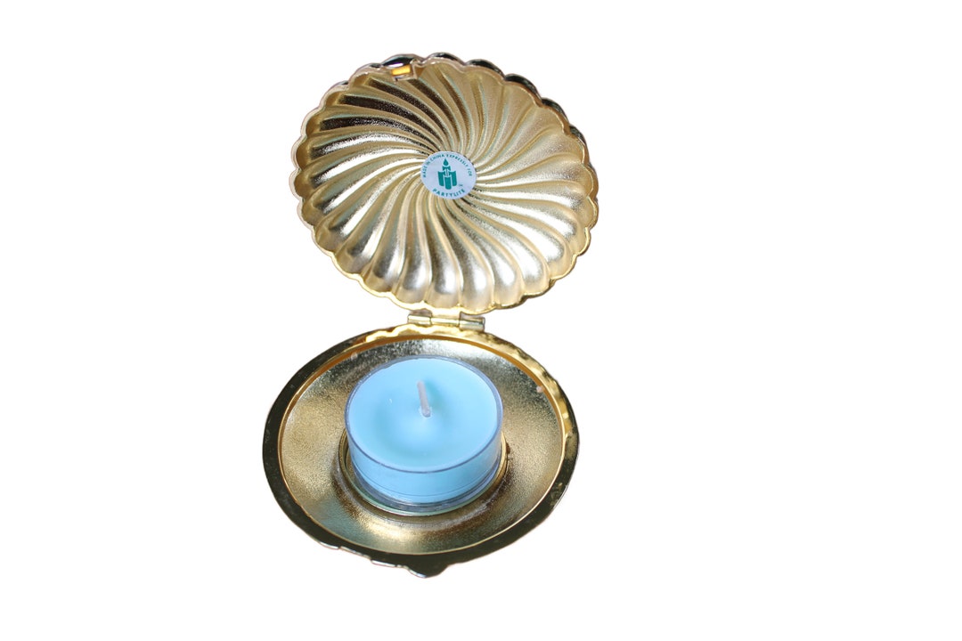 Partylite Gold Metal Clam Shape - Compact Tea Light Candle Holder - Etsy
