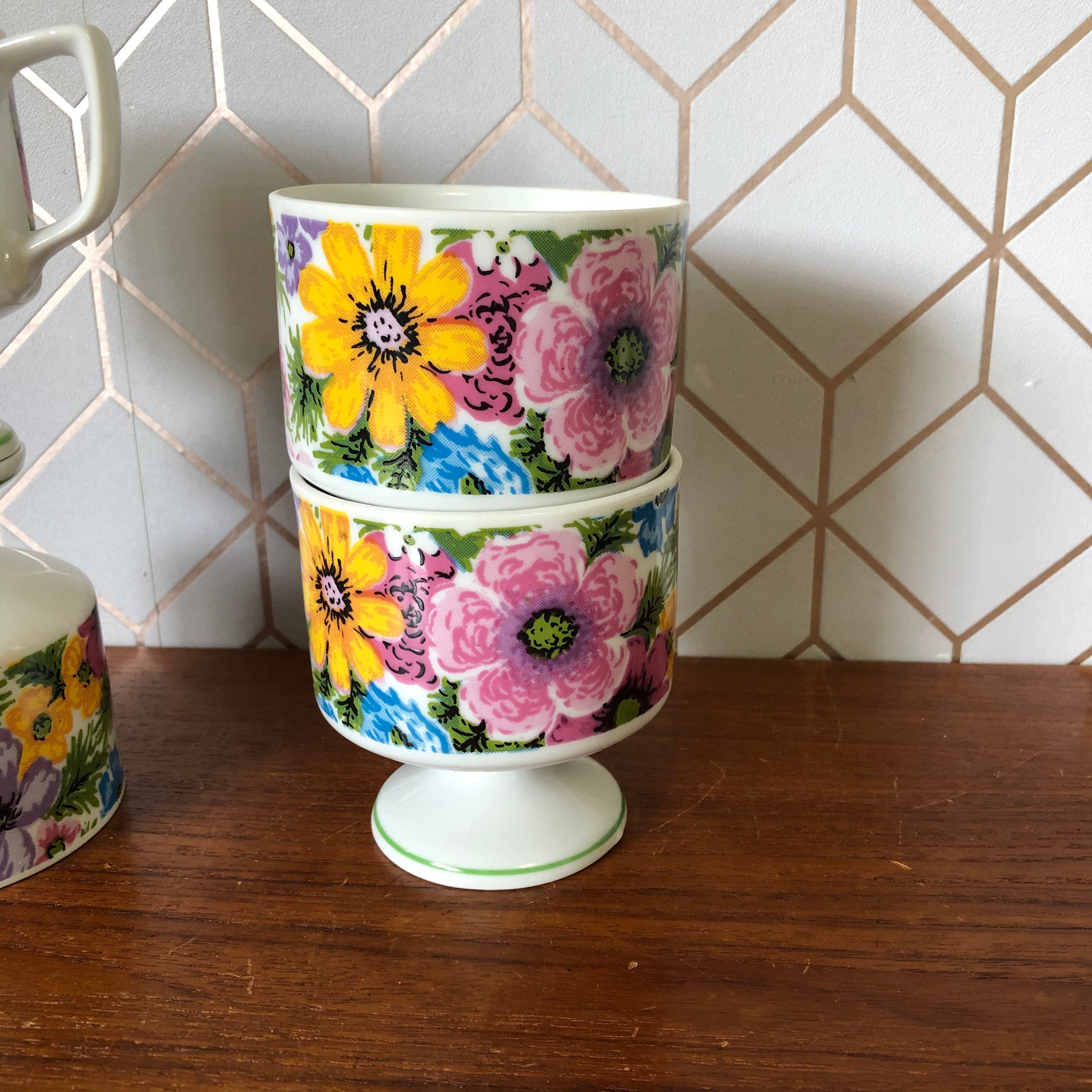 Vintage MID MOD Japan Porcelain Stacking Footed Pedestal | Etsy