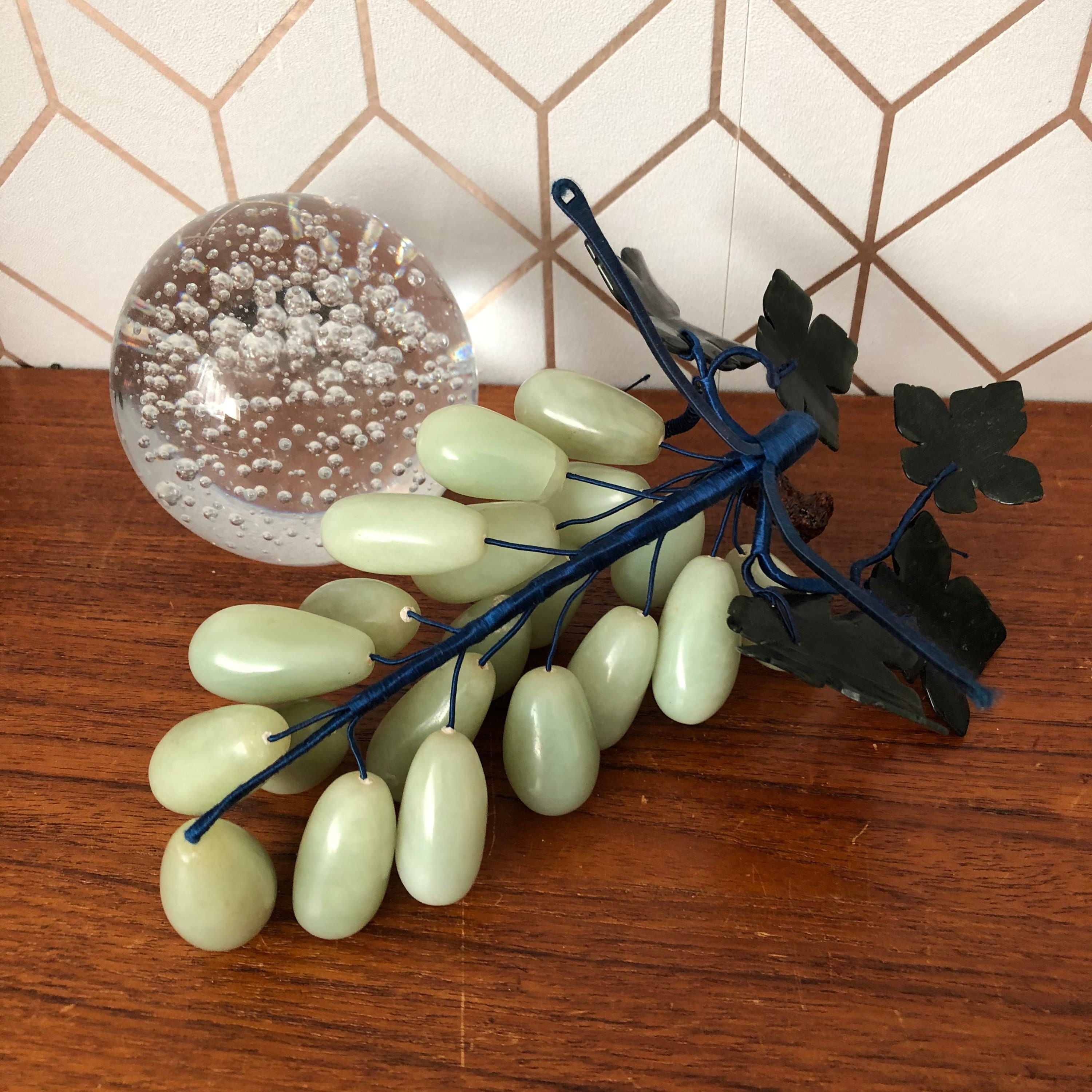 Vintage Chinese Jade Grapes Polished Stone With Natural Wood - Etsy