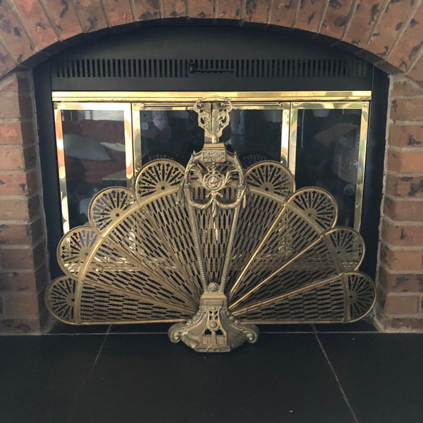Brass Peacock Fireplace Screen - Etsy