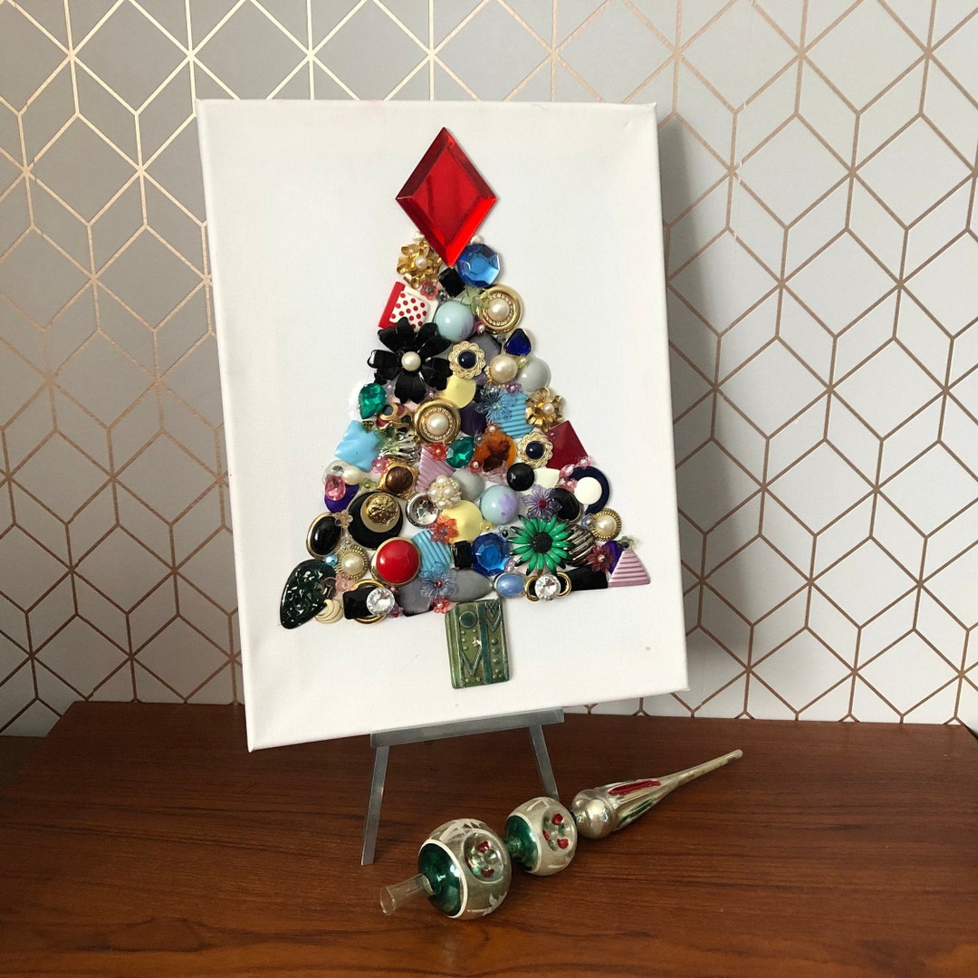 Vintage Costume Jewelry Collage, up Cycled Vintage Jewelry Christmas ...