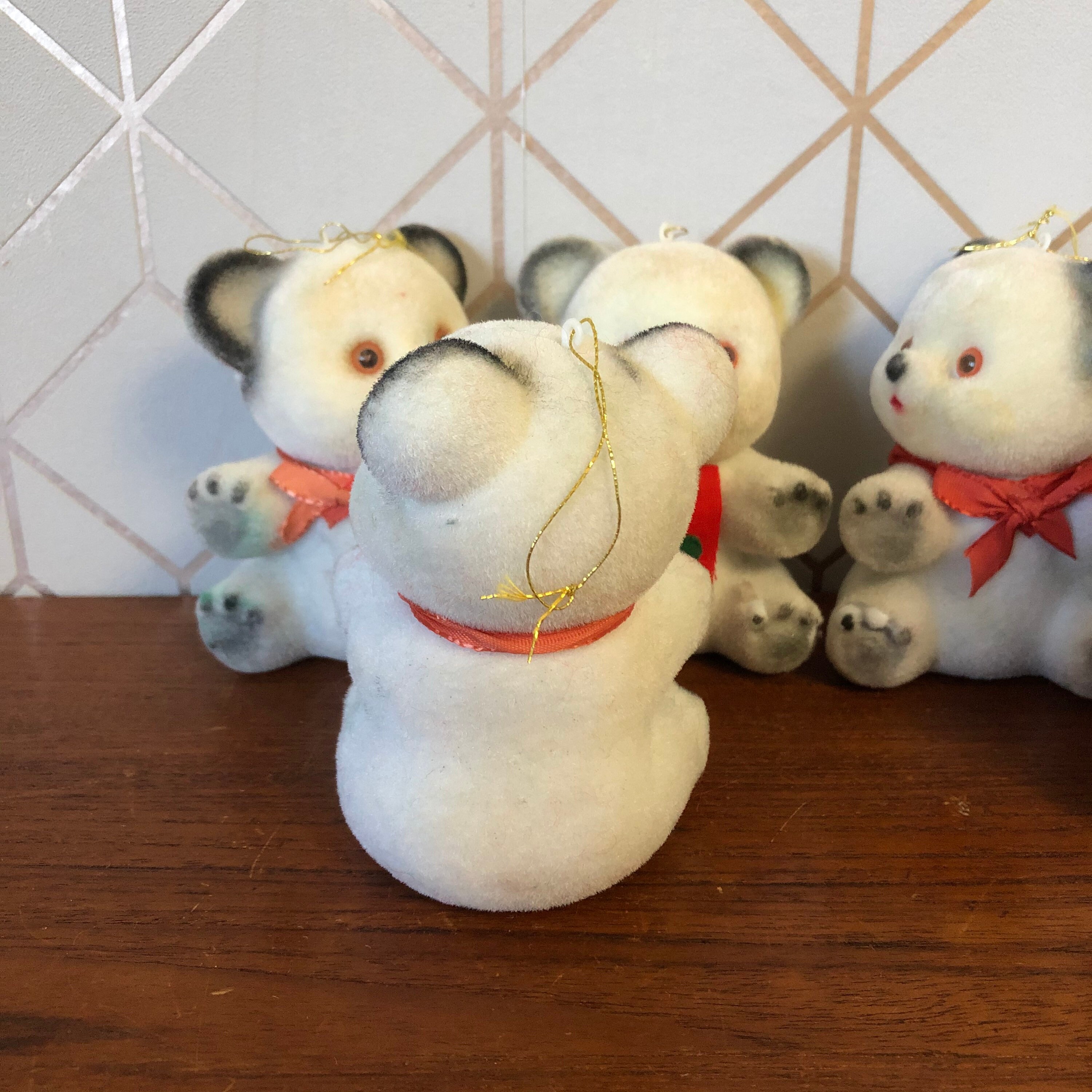 Vintage Christmas Flocked Bear Ornaments. Kitschy Christmas | Etsy