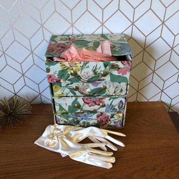Vintage French Floral Fabric Sewing Box Boudoir Vanity Case - Etsy