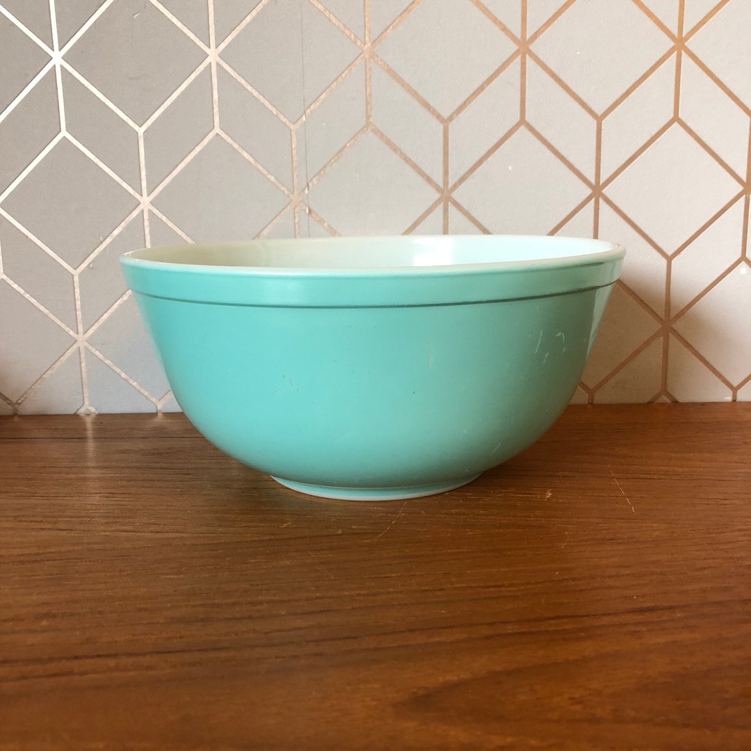 Vintage Pyrex #403 Turquoise Pattern Nesting Mixing Bowl, Turquoise 2 1 ...