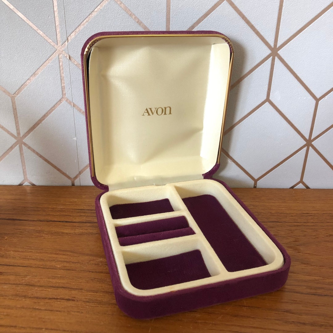 Vintage Velvet Clutch Style Jewelry Box, Dark Rose, Soft Wine Colored ...