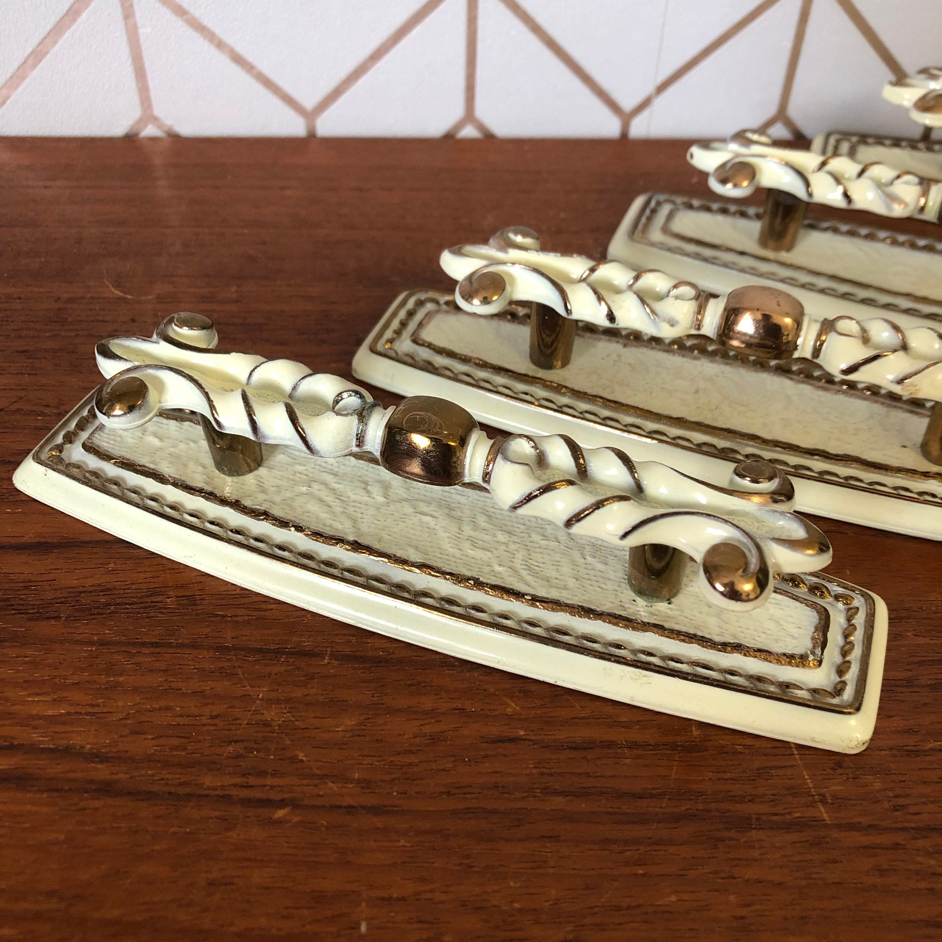 Vintage Drawer Pulls With Matching Back Plate French - Etsy