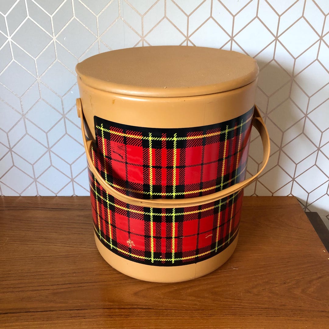 Vintage Hamilton Scotch Red Plaid Cooler, Scotch Camping Cooler Stool ...