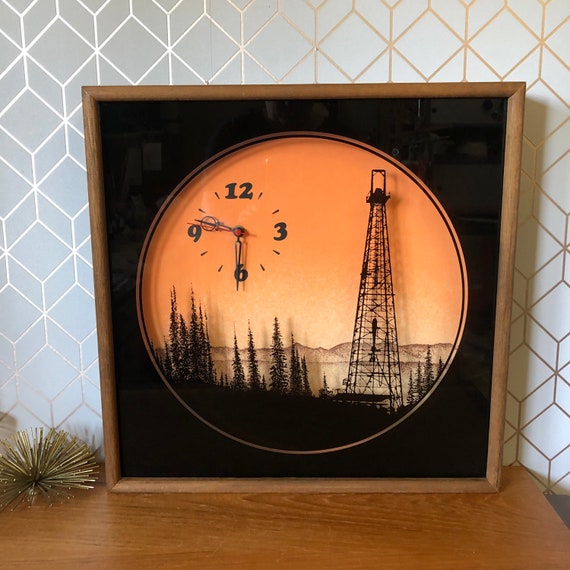 Vintage 3 D Reverse Painted Shadow Box Clock 1970s Wood Frame - Etsy