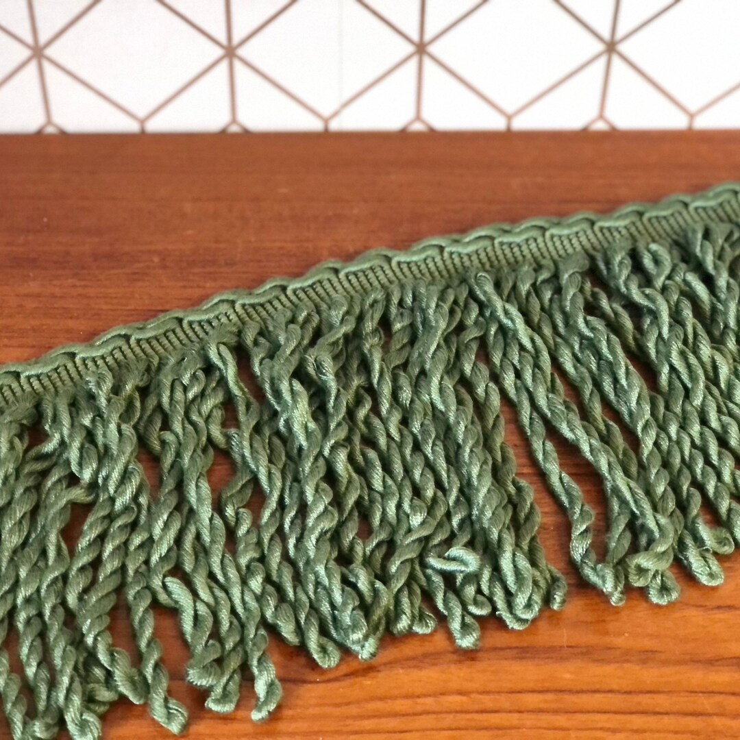 Vintage Green Bullion Trim Fringe, Home Décor, DIY Upholstery Fringe ...