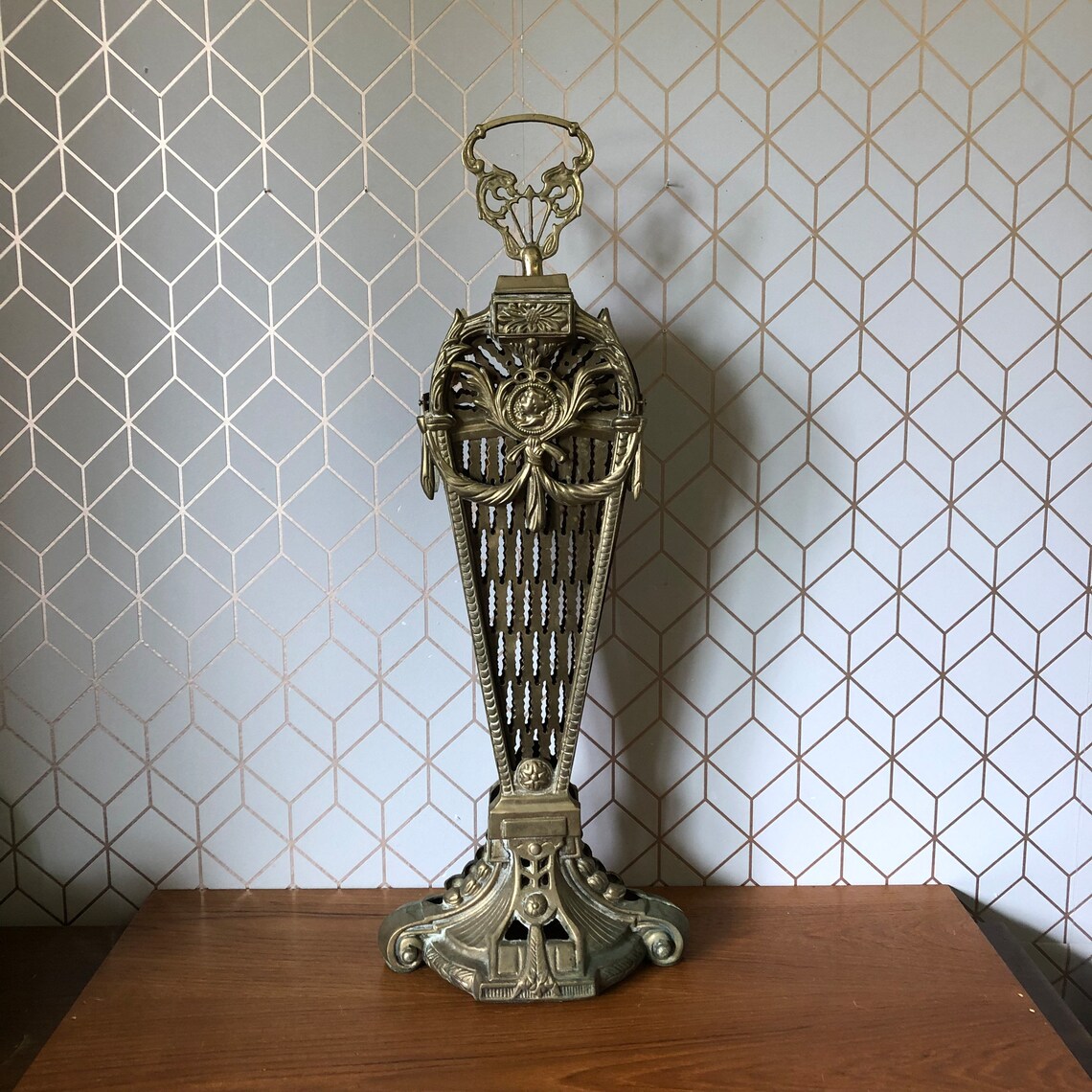 Vintage Peacock Brass Fire Screen Brass Folding Fire Guard - Etsy