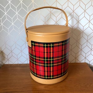 Vintage Hamilton Scotch Red Plaid Cooler, Scotch Camping Cooler Stool ...