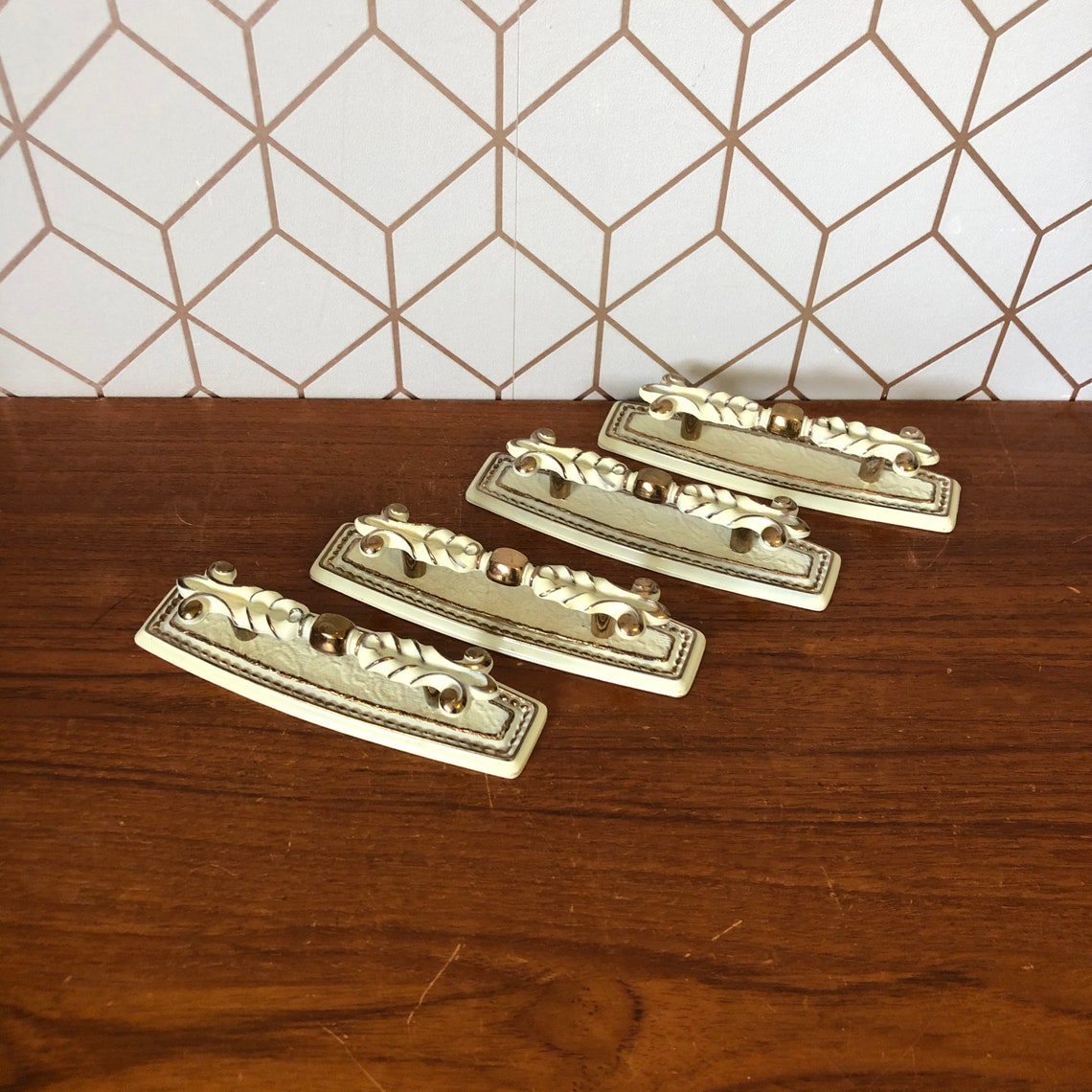 Vintage Drawer Pulls With Matching Back Plate French - Etsy