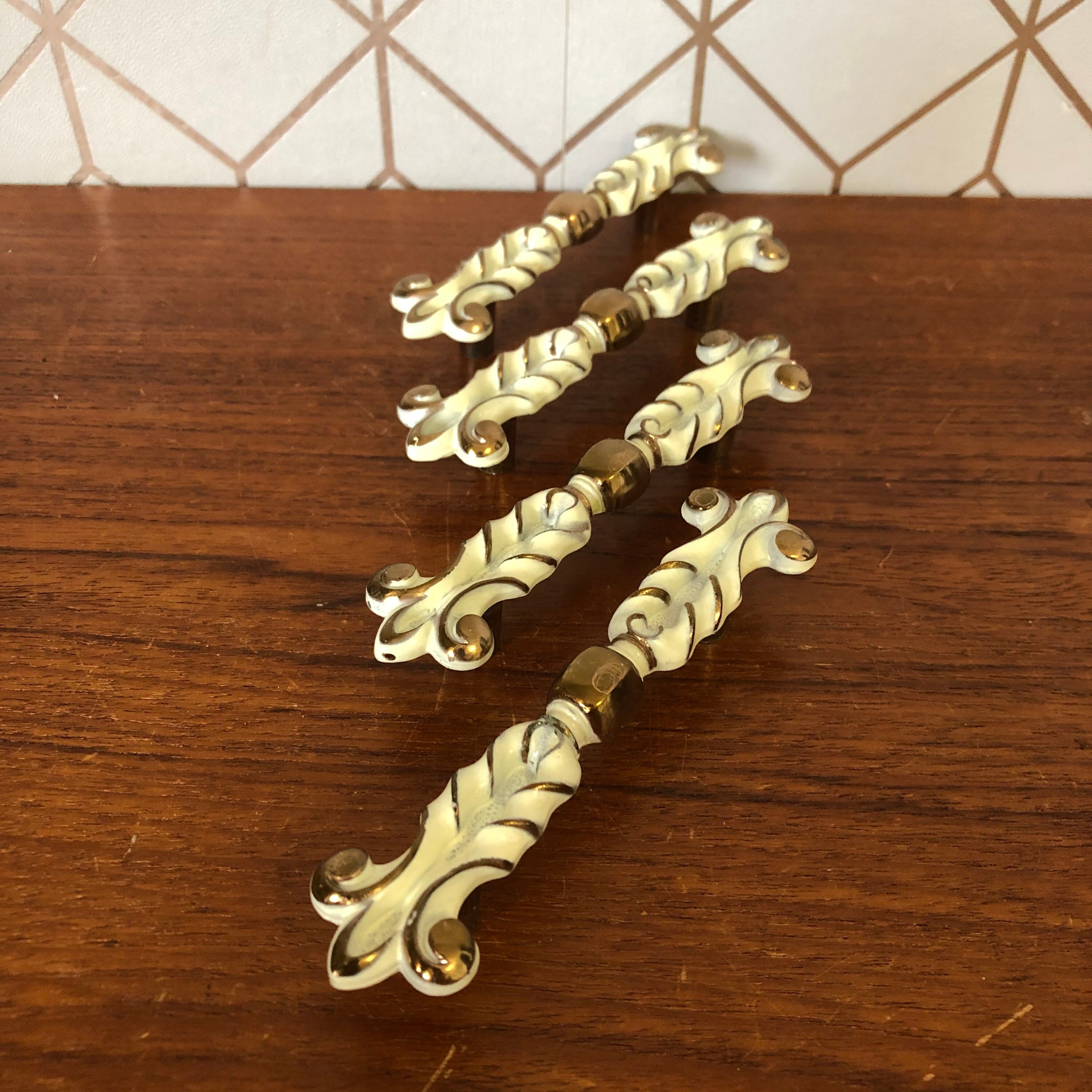 Vintage Drawer Pulls With Matching Back Plate French - Etsy