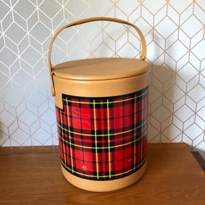 Vintage Hamilton Scotch Red Plaid Cooler, Scotch Camping Cooler Stool ...