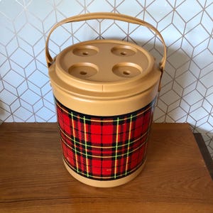 Vintage Hamilton Scotch Red Plaid Cooler, Scotch Camping Cooler Stool ...