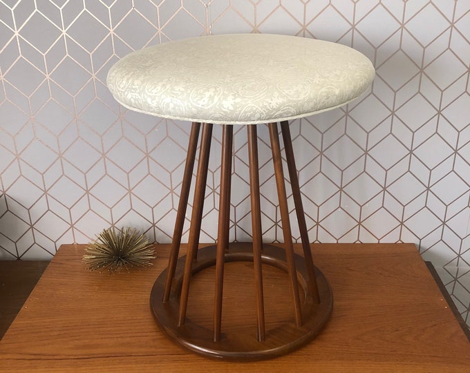 Vintage MCM Arthur Umanoff Spindle Table, Solid Walnut Stool/table With ...