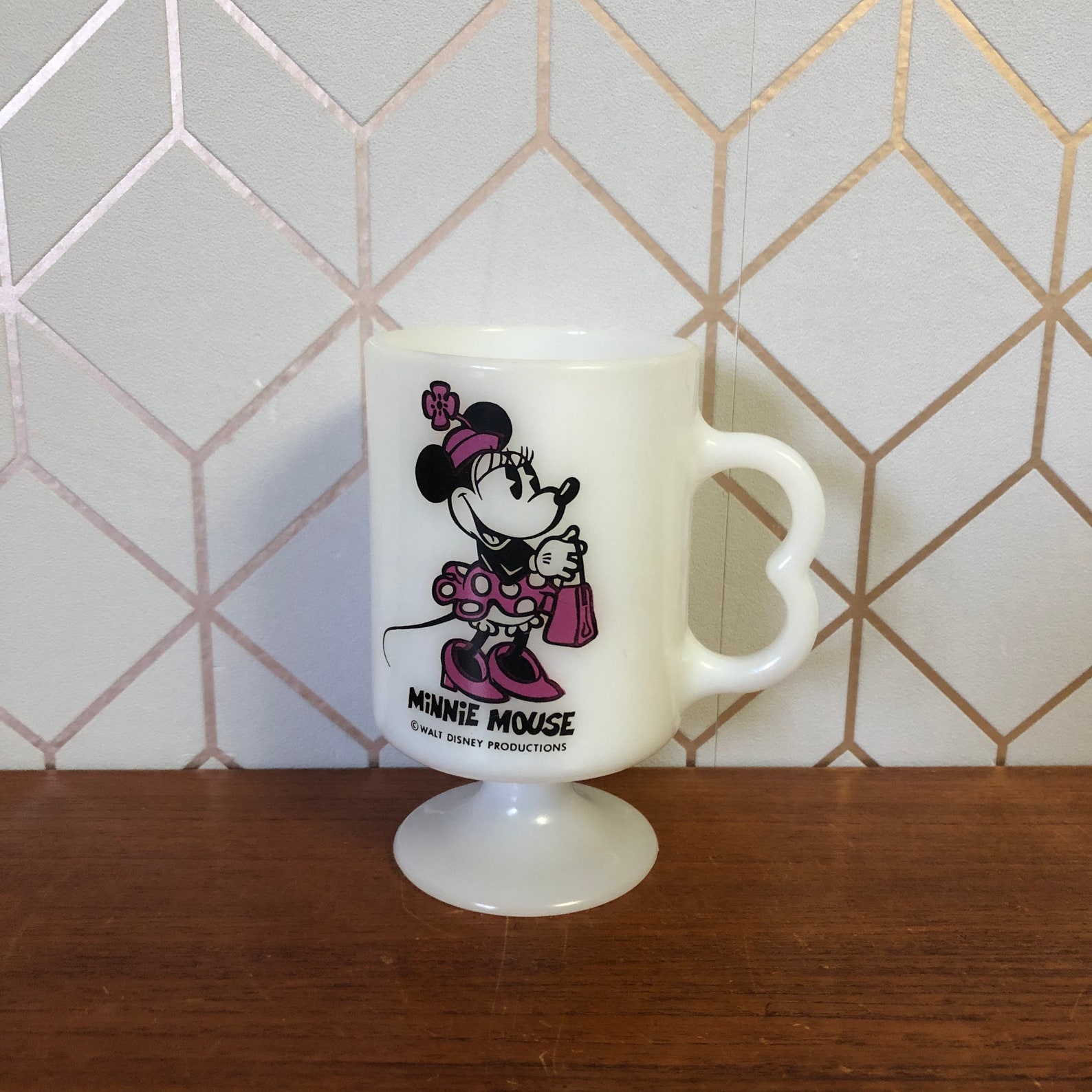 Vintage Minnie Mouse Mug Milk Glass Minnie Mouse in Pink - Etsy