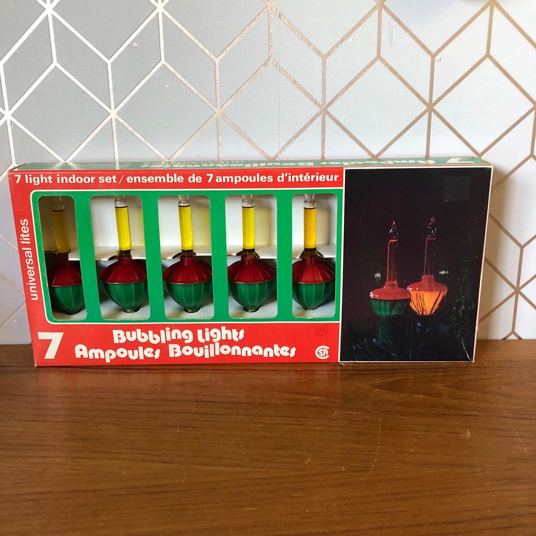 Vintage Bubbling Lights, 7 Light Indoor Set Green and Red Bubble Lights ...