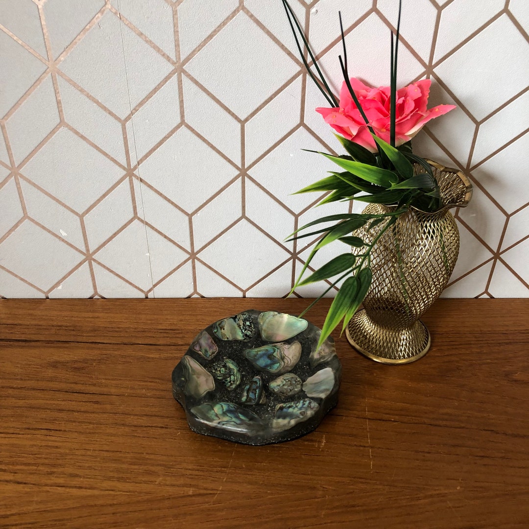 Vintage Abalone Resin Soap Dish, Tropical Shell Trinket Dish, Shells ...