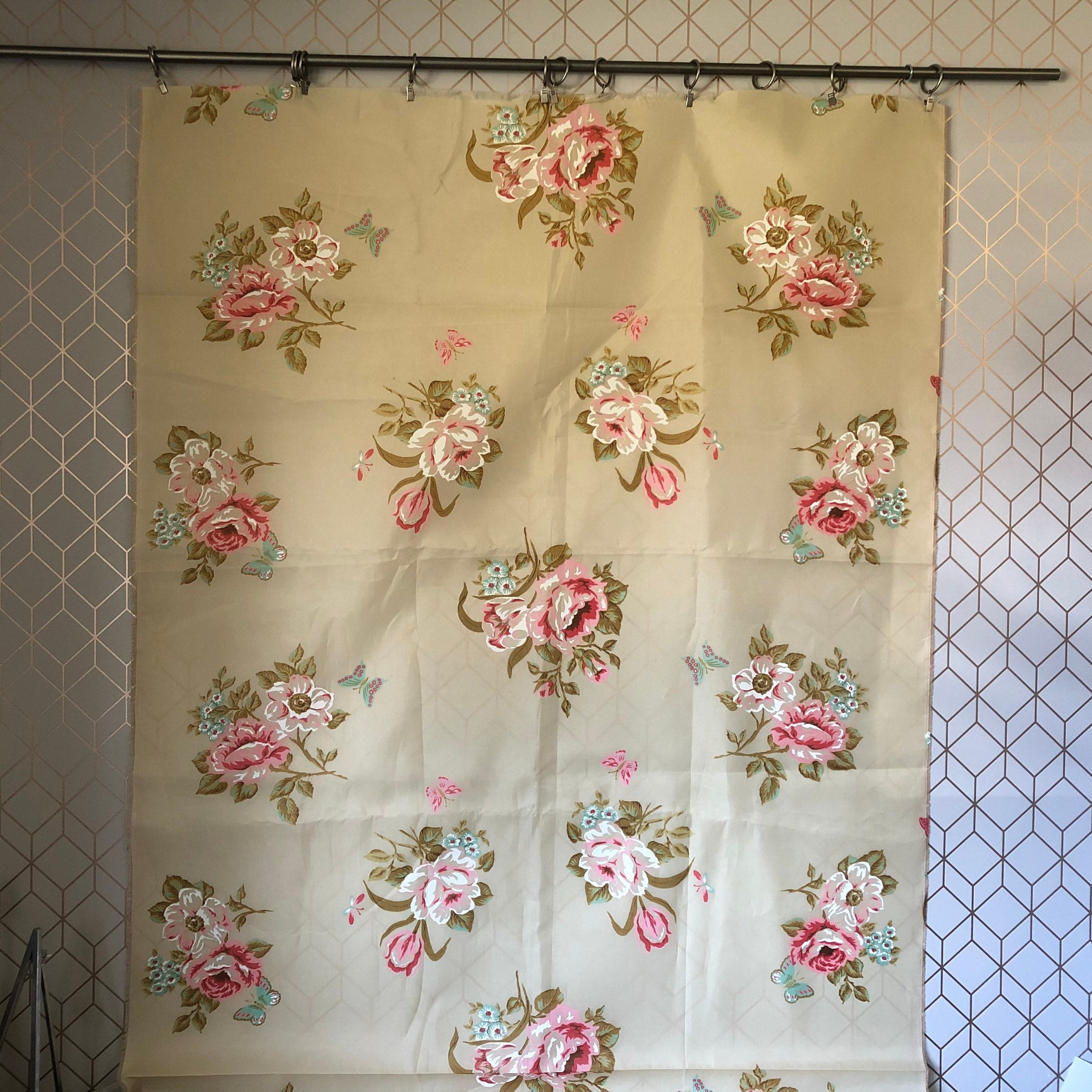 Vintage 1950-60's Floral Drapery Fabric Synthetic Nylon | Etsy