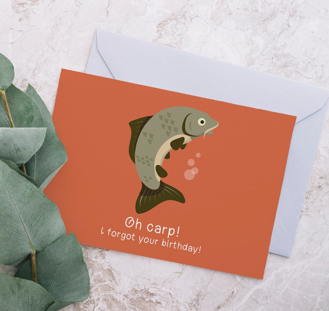 Fish Pun Belated Birthday Greeting Card With Envelope - Etsy