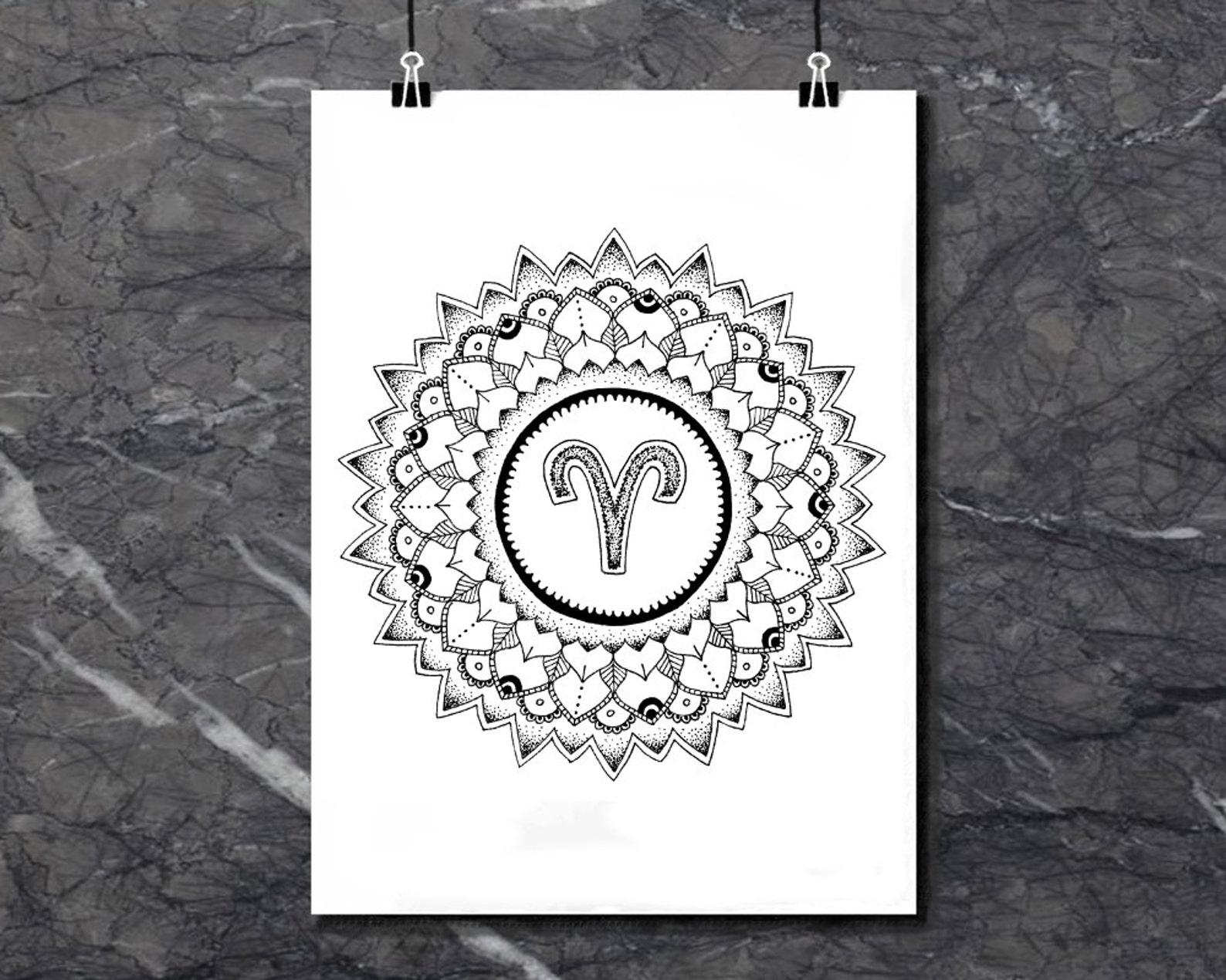 Zodiac Mandala Aries - Art Print of Original Artwork - Etsy