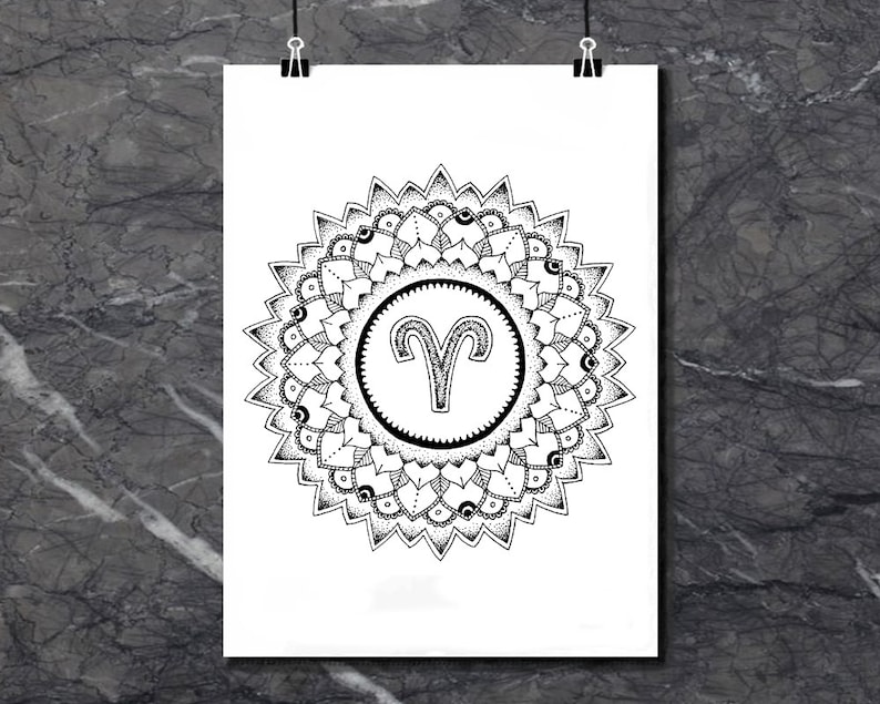 Zodiac Mandala Aries - Art Print of Original Artwork - Etsy