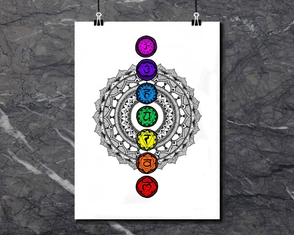 The Seven Chakras Mandala Coloured - Art Print of Original Artprint - Etsy