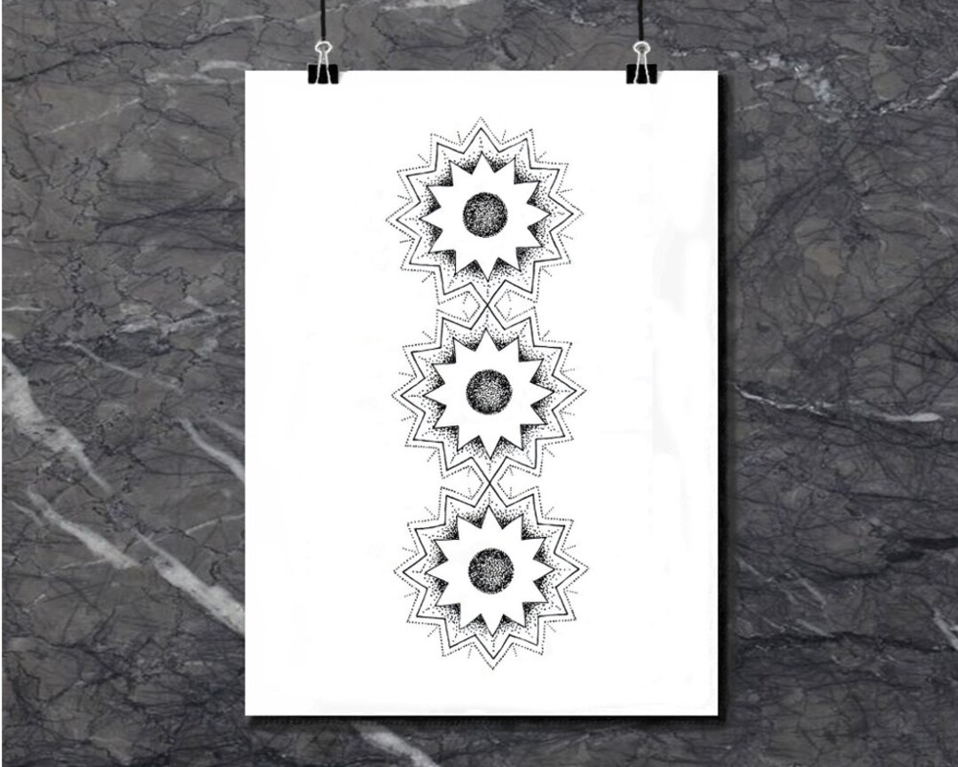 Triple Stars Art Print of Original Artwork - Etsy