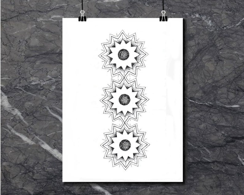 Triple Stars - Art Print of Original Artwork - Etsy