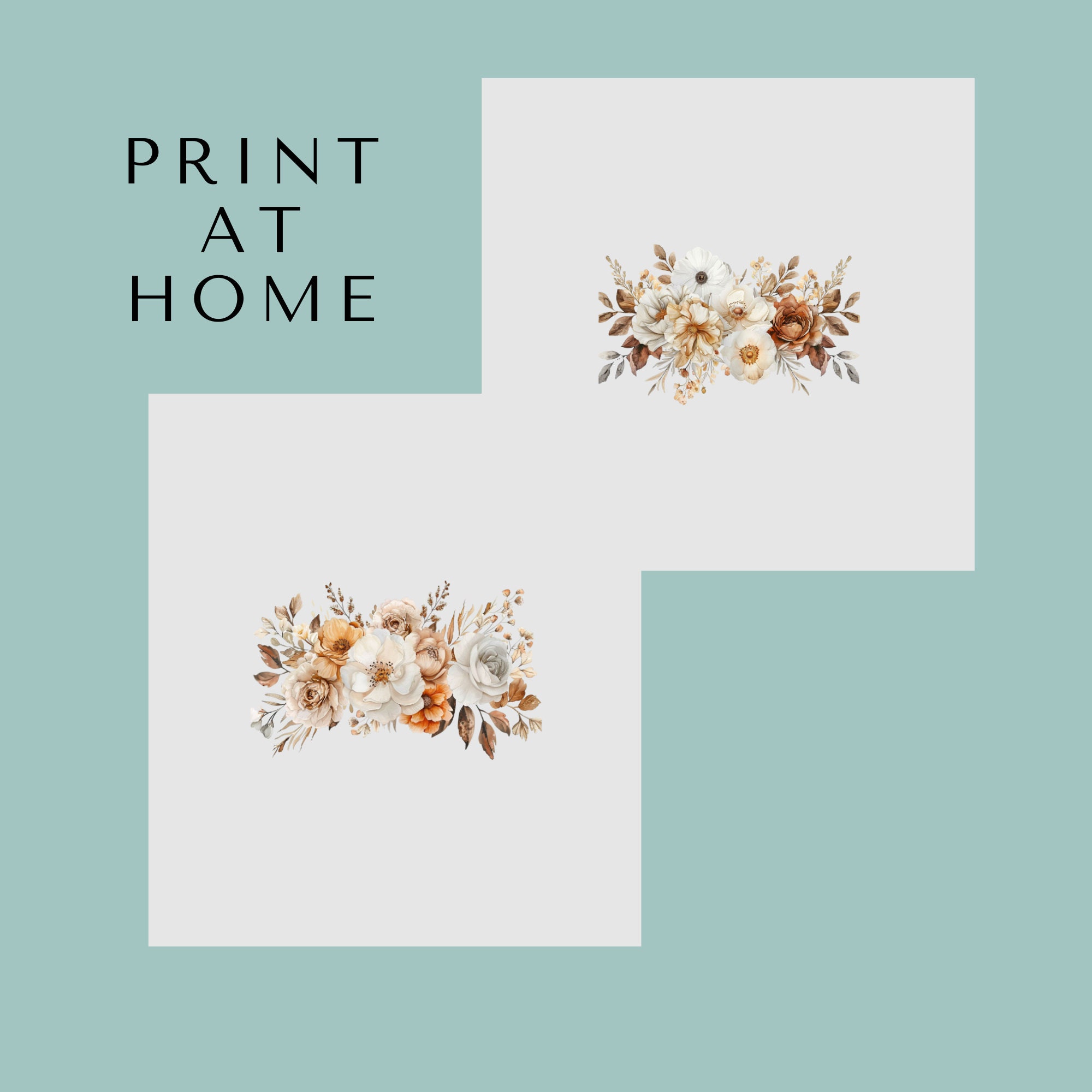 Peach Floral Clipart Set, Floral Graphics, Digital Flower Illustrations ...