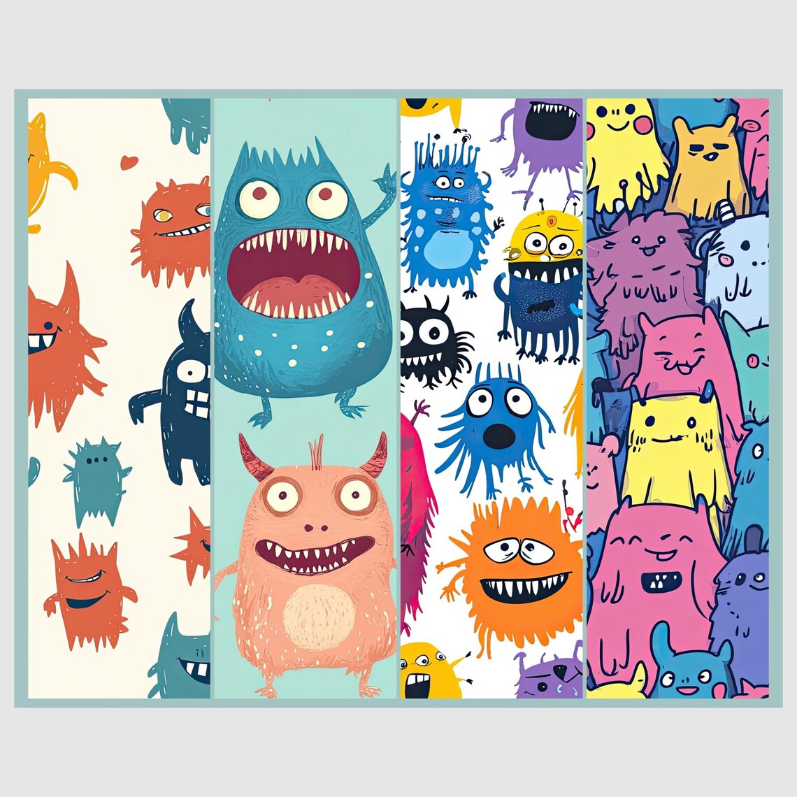 Monster Themed Digital Papers Set, Cute Monster Patterns, Kids ...