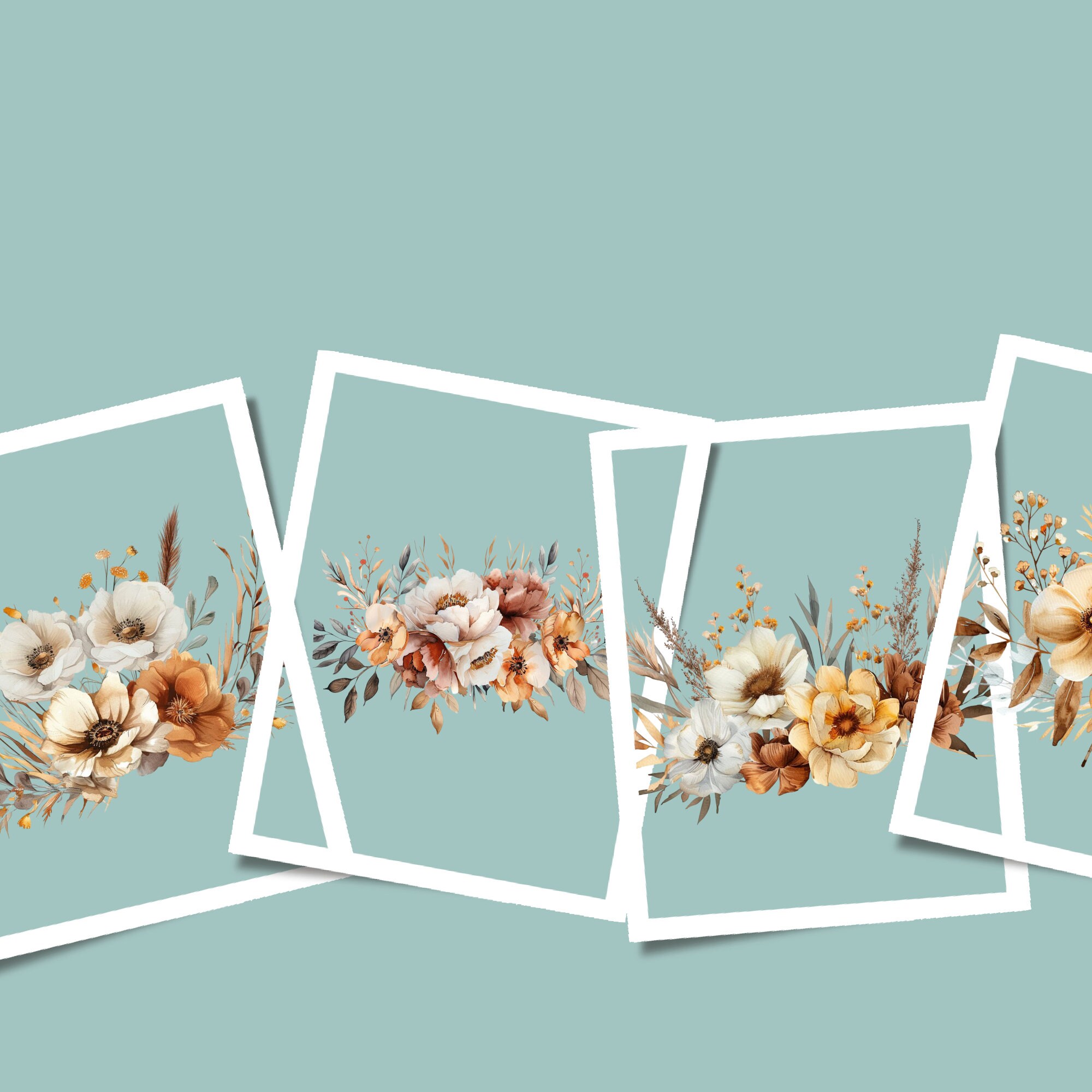 Peach Floral Clipart Set, Floral Graphics, Digital Flower Illustrations ...