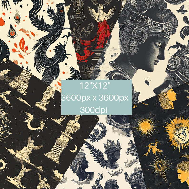 Mythology Inspired Digital Paper Pack, Mythical Gods and Goddesses ...
