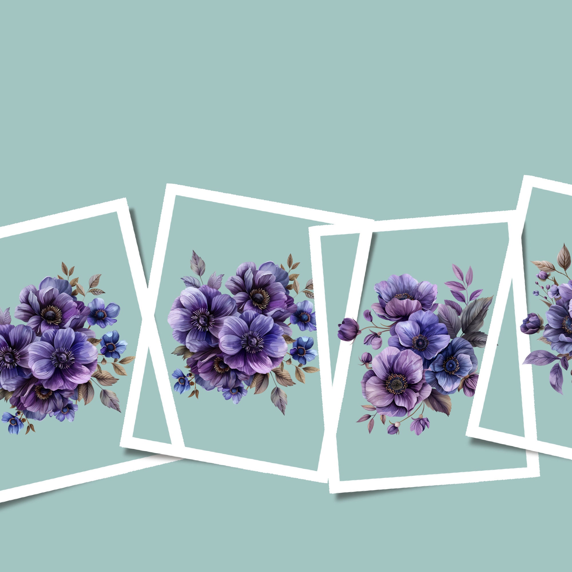 Purple Flowers Clipart Set, Floral Graphics, Botanical Clip Art ...