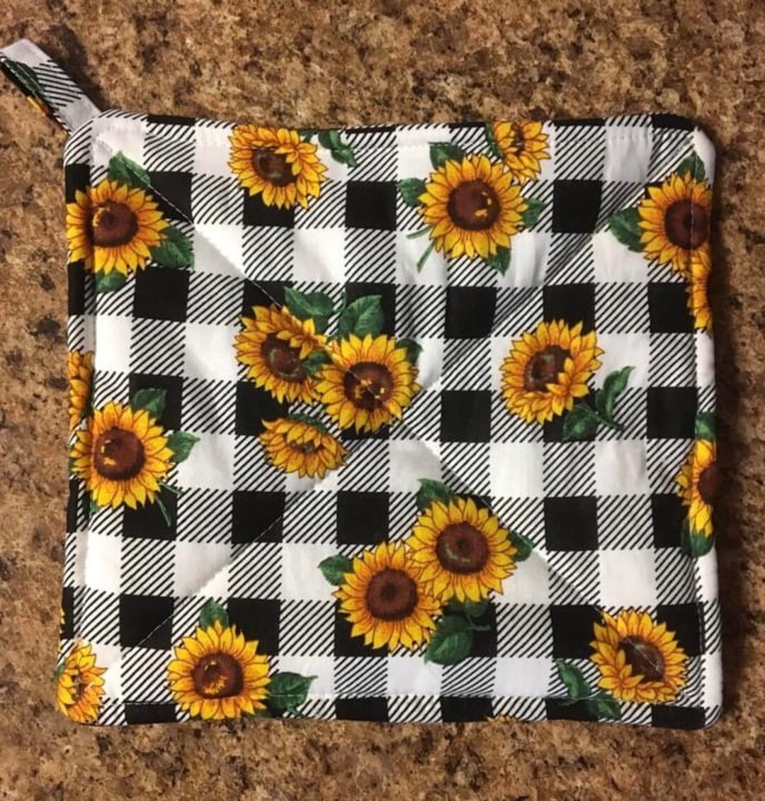 Sunflower Potholder. Spring Hotpad. Floral Trivet. Set of 2 Machine ...