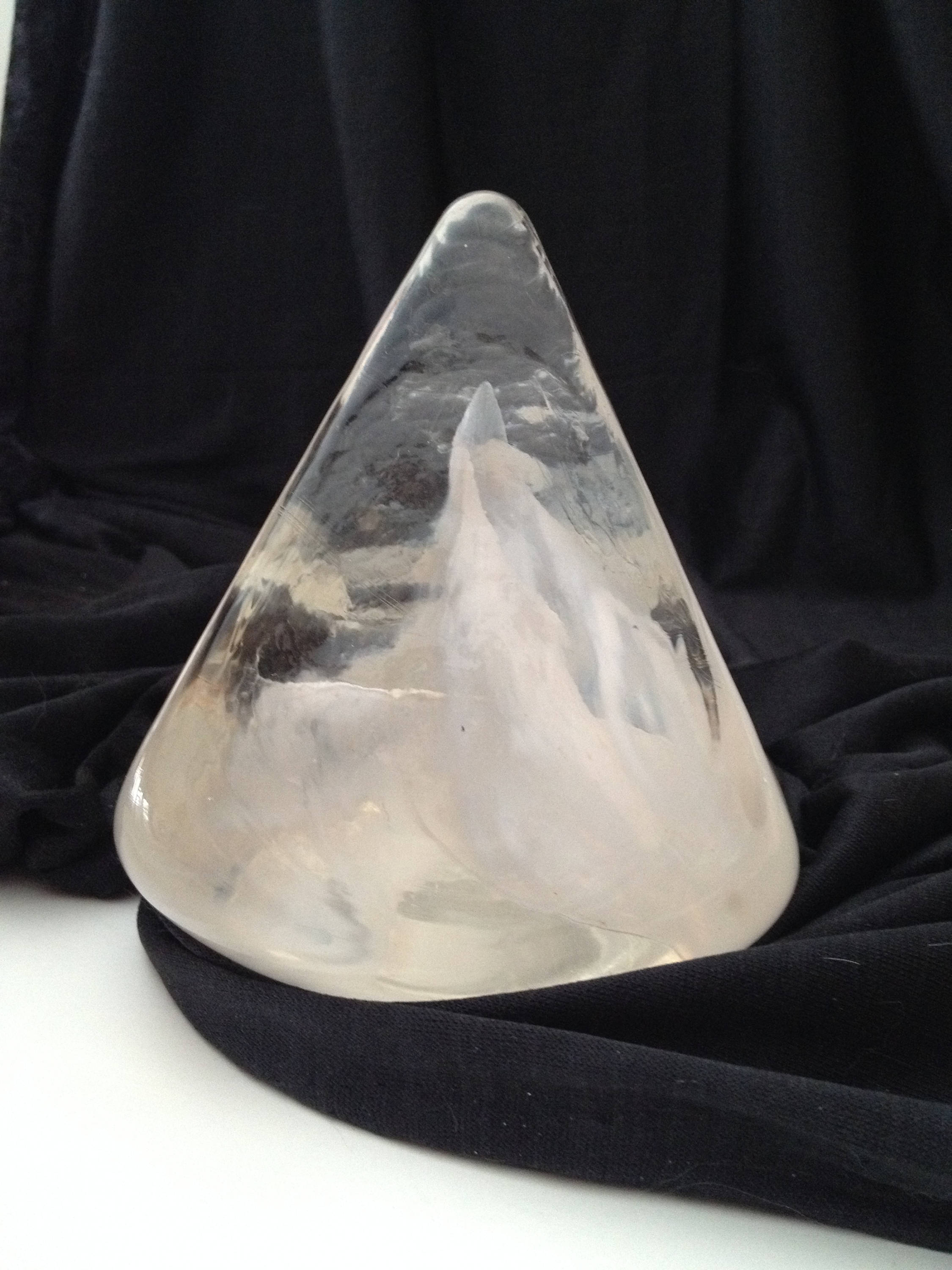 Andrew Shea Signed Heavy Glass Pyramid With White Internal Swirls 1993 ...