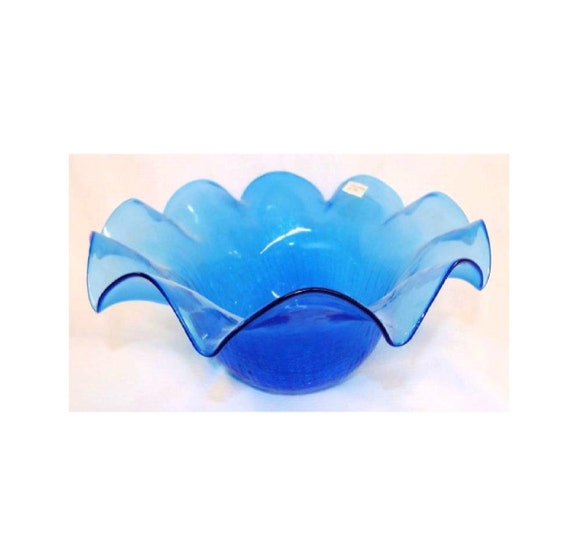 Pilgrim Glass Company Royal Blue Smooth Ruffle Edge Striped - Etsy