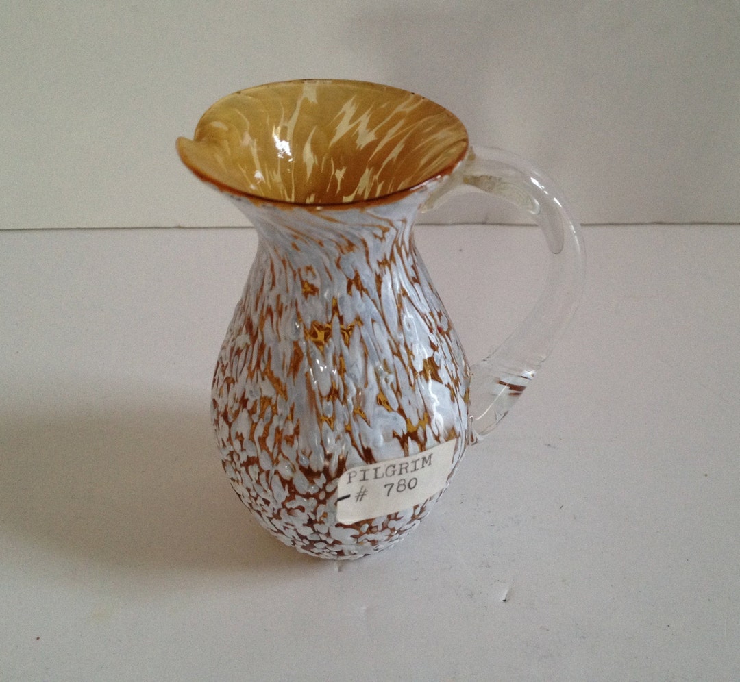 Pilgrim Glass Hand Blown Small Thin Amber/brown & White End-of-day ...