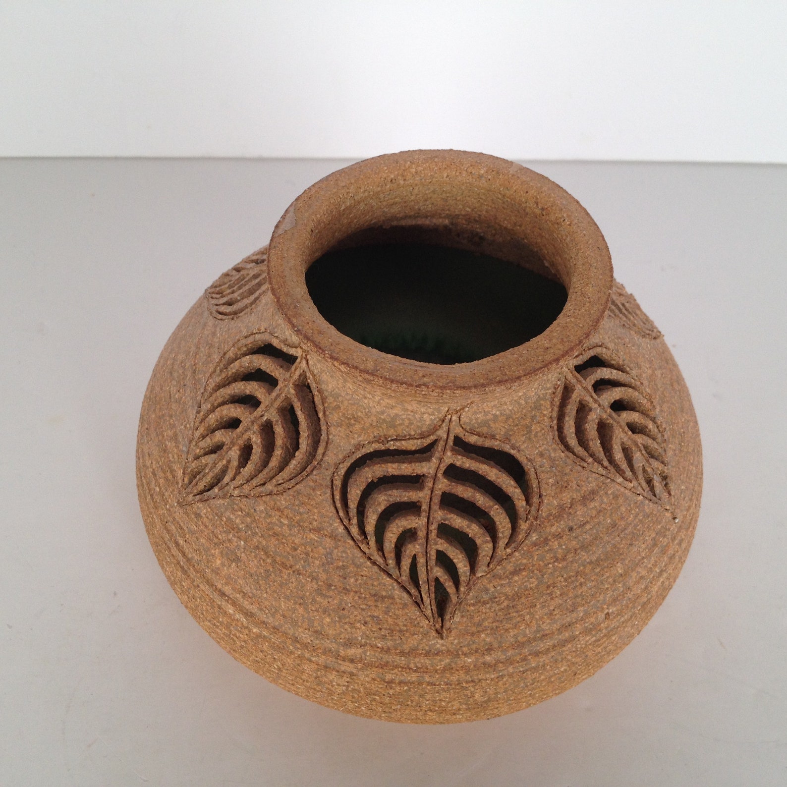 Vintage Heavy Signed Sand Ceramic Pottery Candle / | Etsy