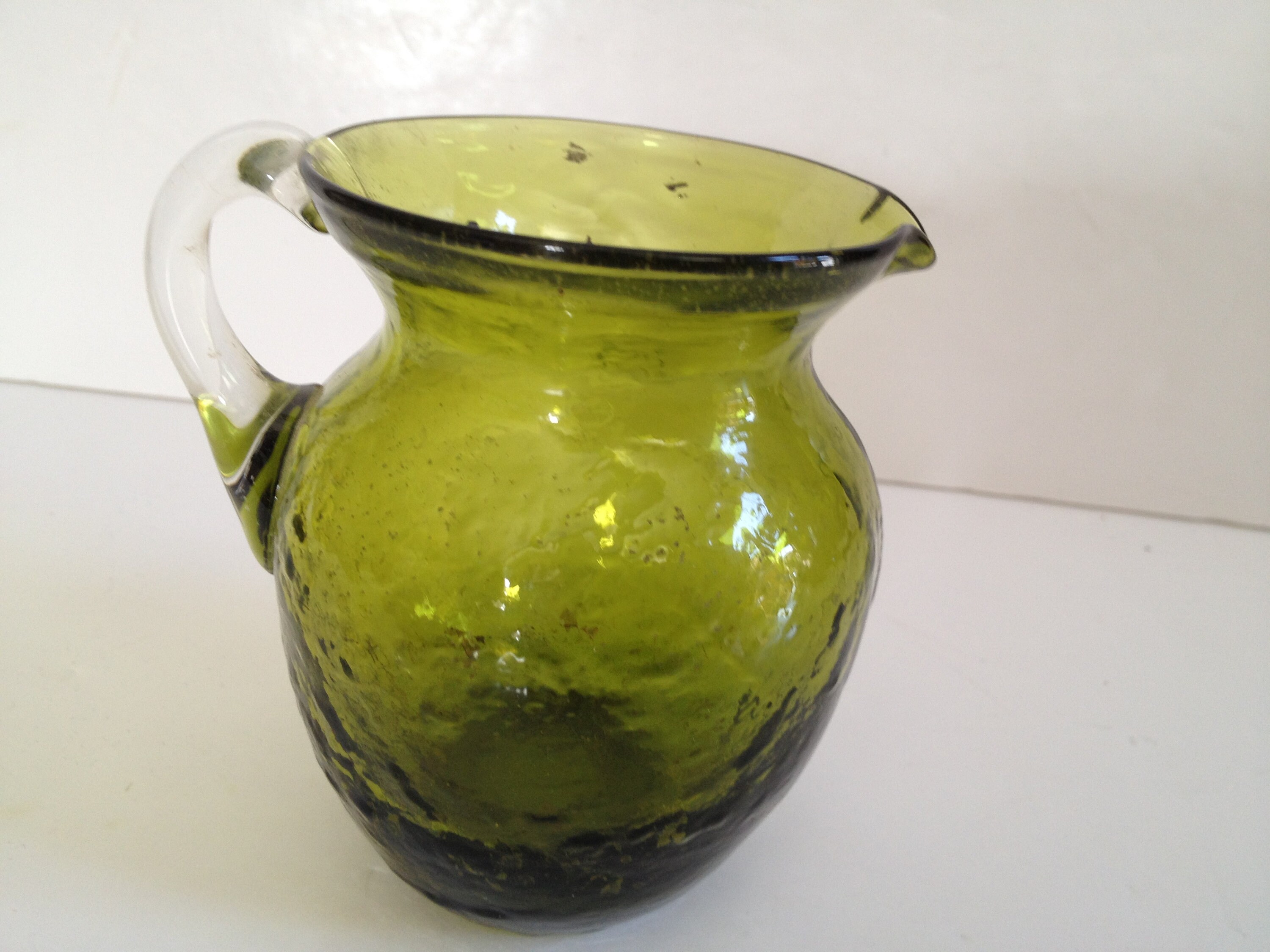 Pilgrim Glass Hand Blown Oliveavocado Green Small Glass Etsy
