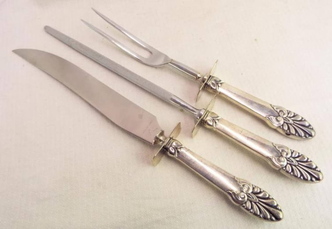 Sterling Silver Handled Carving Knife Fork and Sharpening | Etsy