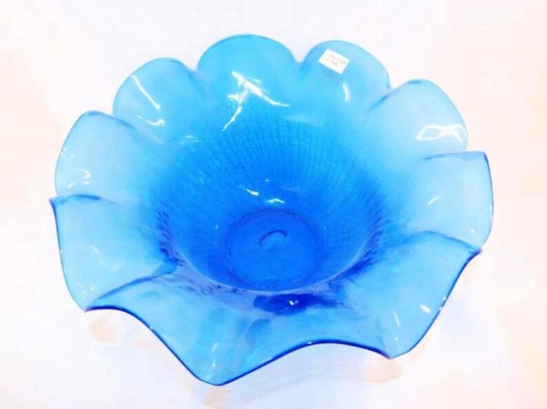 Pilgrim Glass Company Royal Blue Smooth Ruffle Edge Striped - Etsy