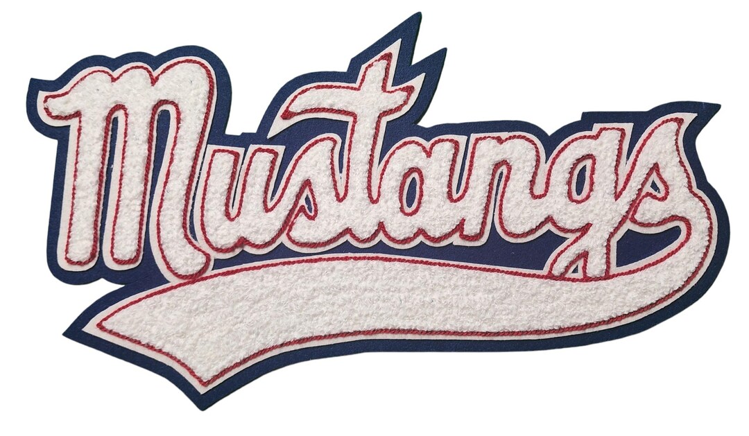 Chenille Letter Jacket Script Mustangs Name N40071 - 4 My Jacket - Etsy