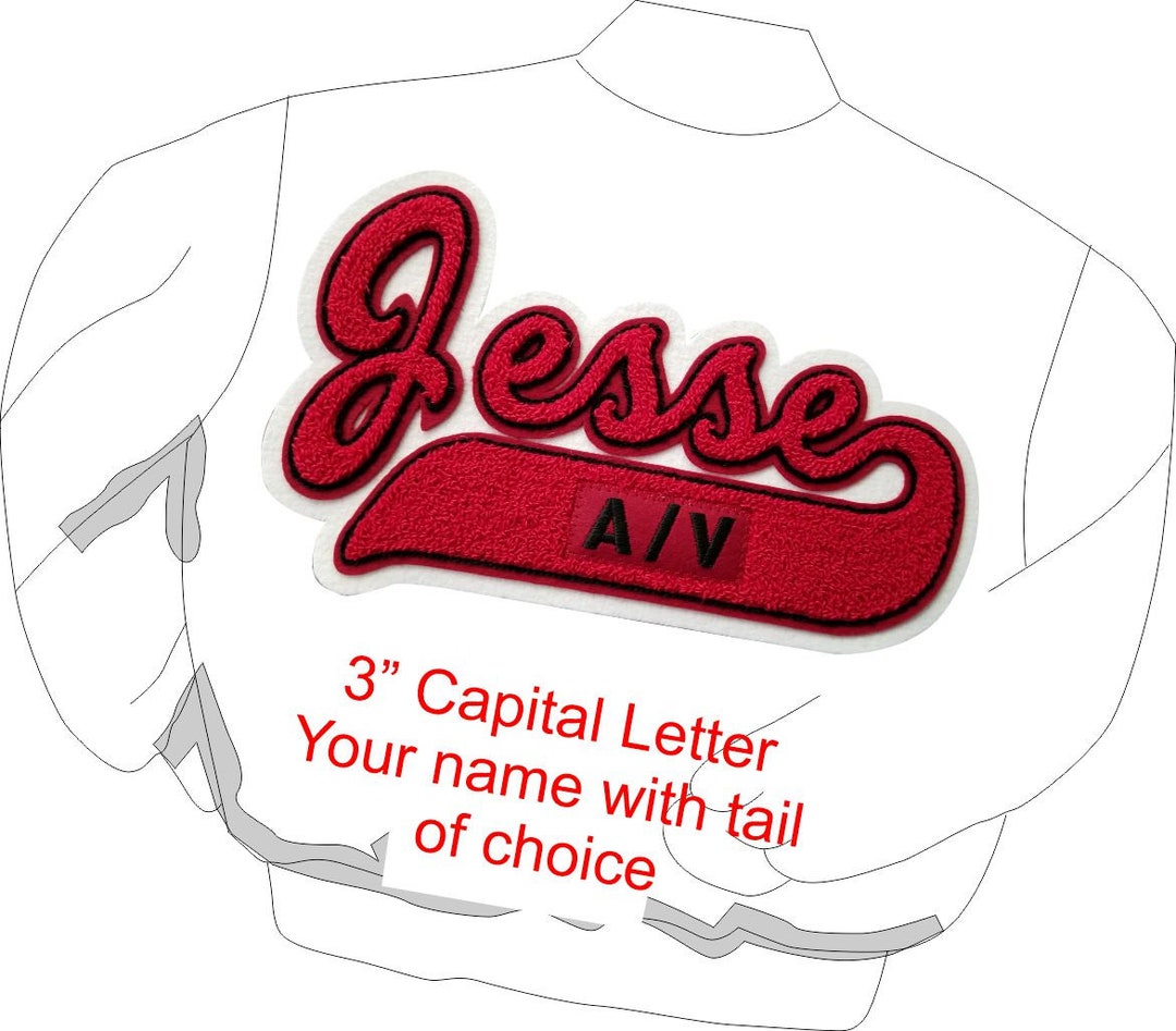 Chenille Script Name With Tail and Tail Insert for Your Varsity ...