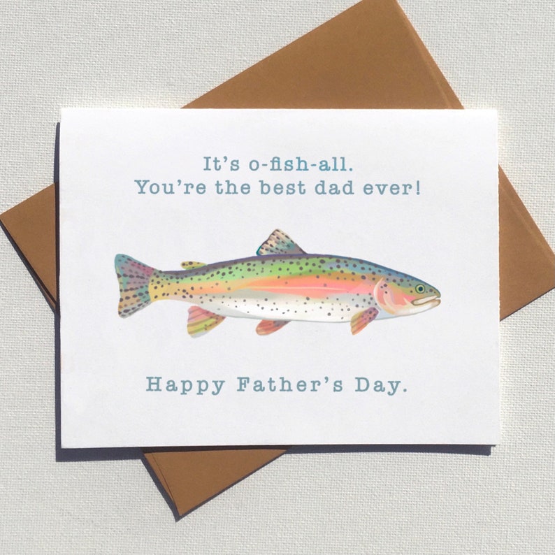 Ofishally the Best Dad Card Fisherman Fathers Day Cards Eco - Etsy