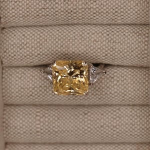 Anna Kournikova Fancy Yellow Cocktail Ring, Princess Cut, Sterling ...