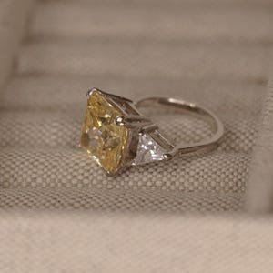 Anna Kournikova Fancy Yellow Cocktail Ring, Princess Cut, Sterling ...