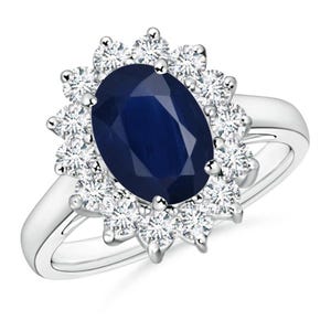 Princess of Wales Engagement Ring, Blue Sapphire Ring, Oval Cut ...
