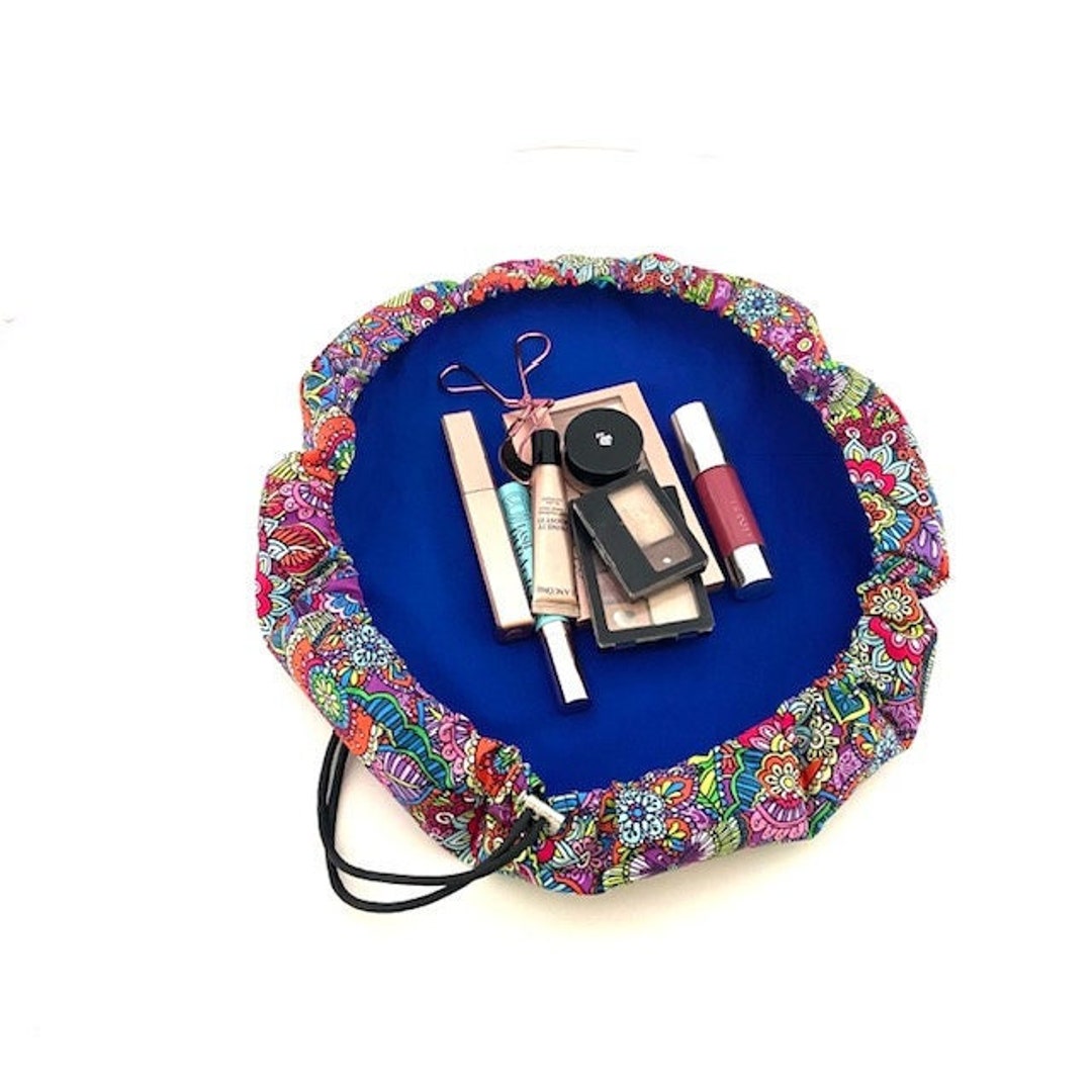 Floral and Paisley Drawstring Makeup Bag, Large Cosmetic Bag, Travel ...